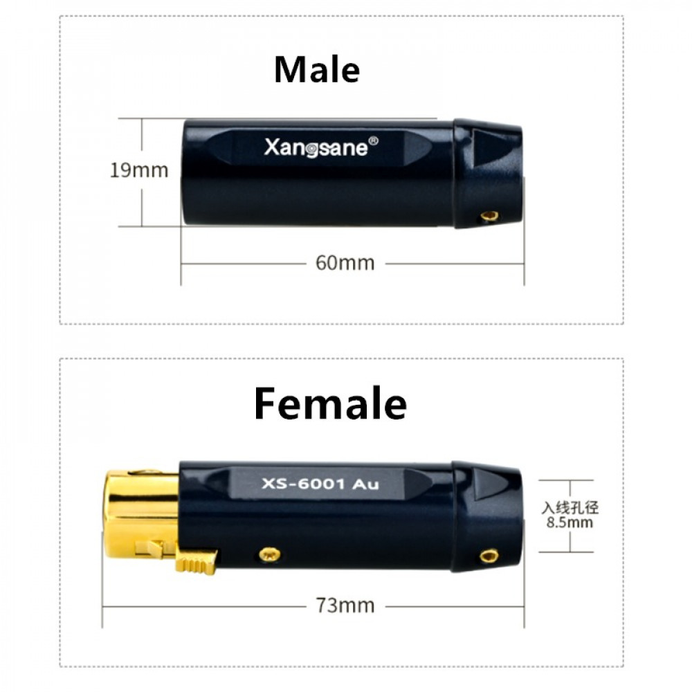 4Pcs DIY XLR Gold-plated Copper Plug Adapter