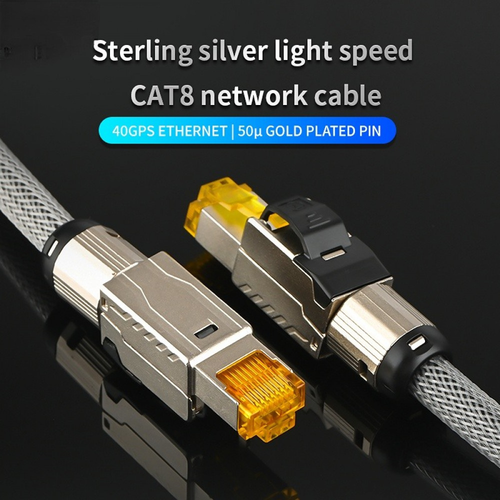 Pure Silver CAT 7 CAT 8 Ethernet Network Cable