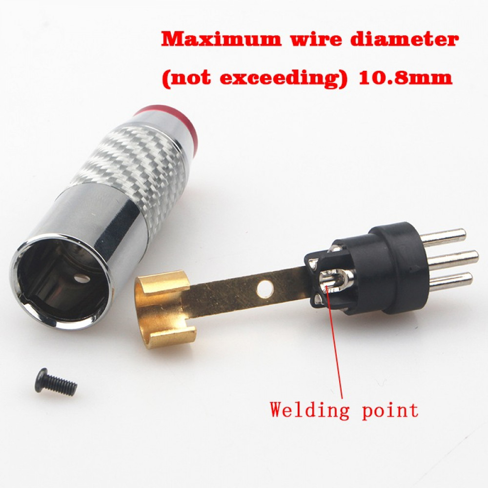 Rhodium Plated Carbon Fiber DIY XLR Plug