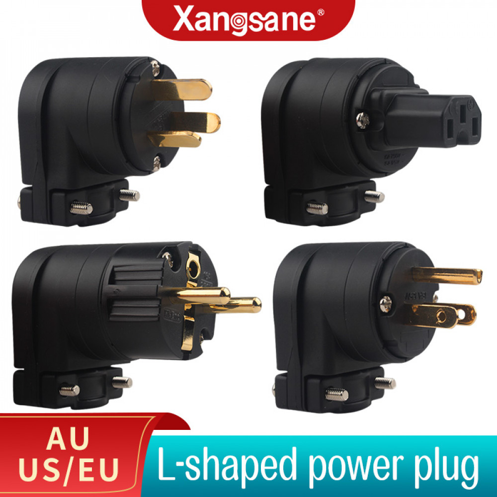 Xangsane F1-12 A set of copper gold-plated L-shaped hifi power plug EU ...