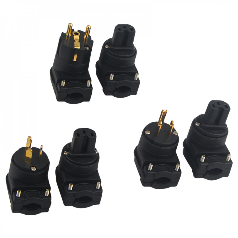 Xangsane F1-12 A set of copper gold-plated L-shaped hifi power plug EU ...