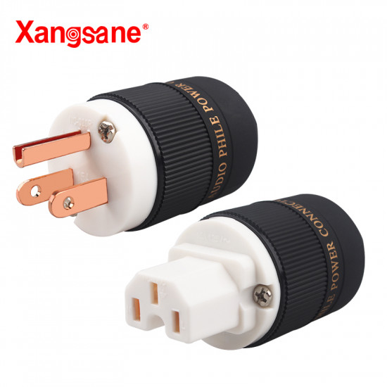Xangsane P-03Cu pure red copper US powere plug set of HiFi audio power ...