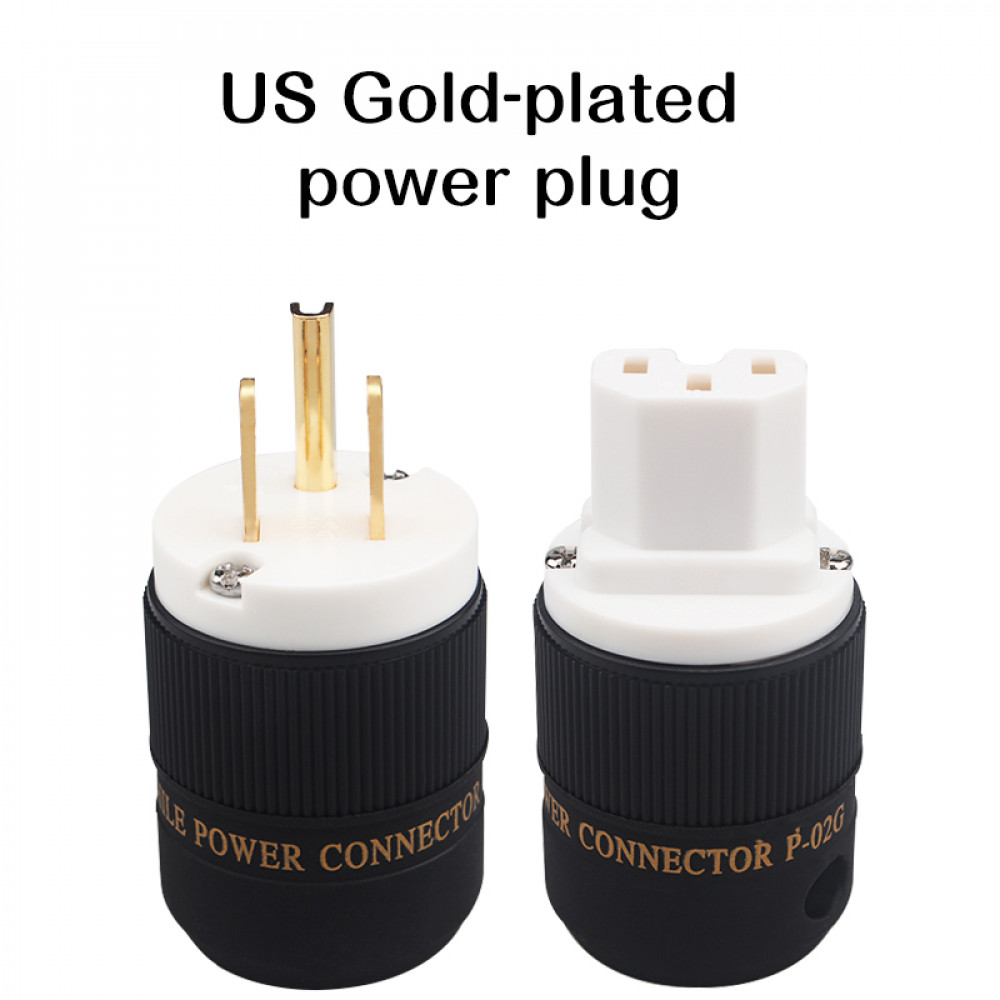 Xangsane P-04G white mouth US gold-plated set of audio power plug ...