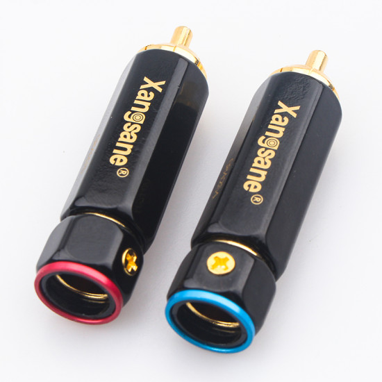 Xangsane self-locking solder-free gold-plated lotus plug RCA plug audio ...