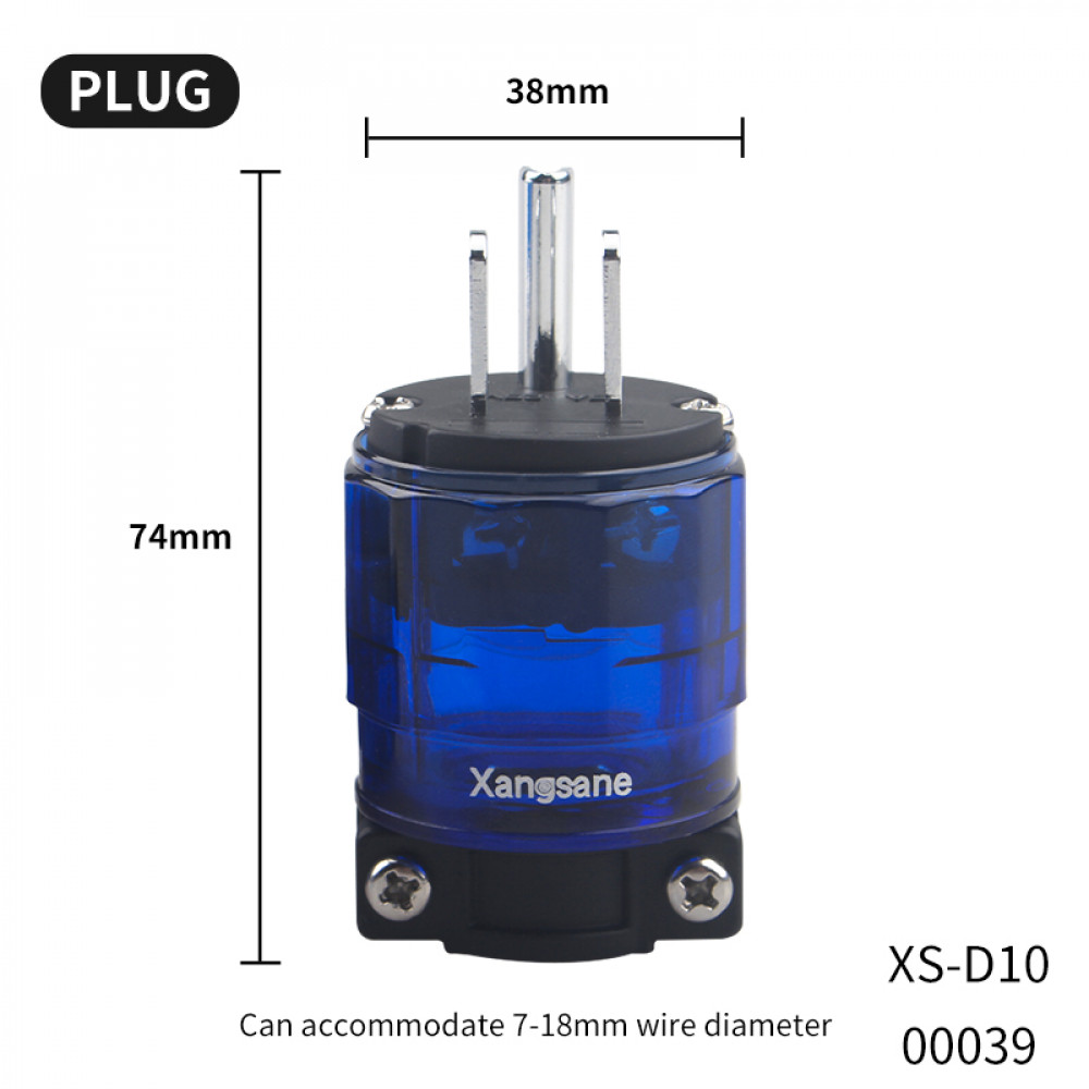 Xangsane set of HiFi audio 15A pure copper rhodium-plated US power plug ...