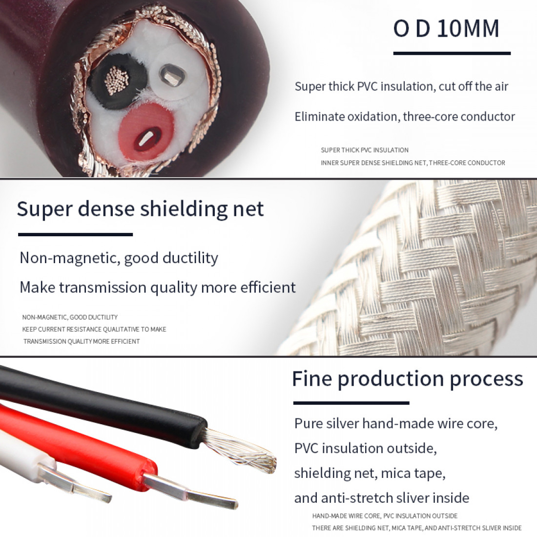 Xangsane square core 4N pure silver conductor high-density shielded ...