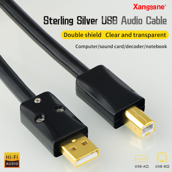 xangsane 4n sterling silver hifi usb cable a to b upgrade decoder data ...
