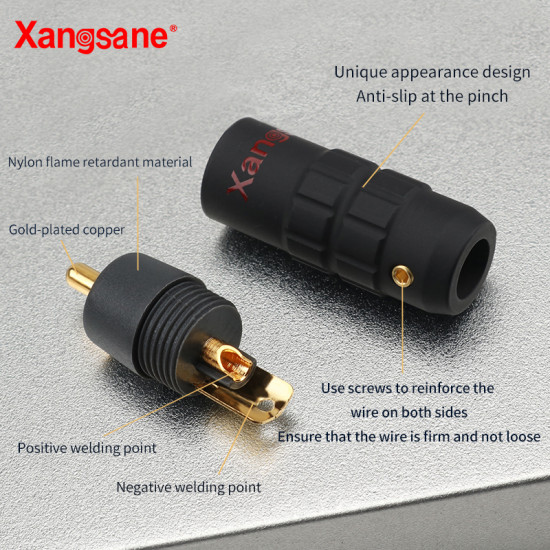 xangsane 4pcs 8pcs pure copper gold-plated RCA plug hifi lotus shape ...