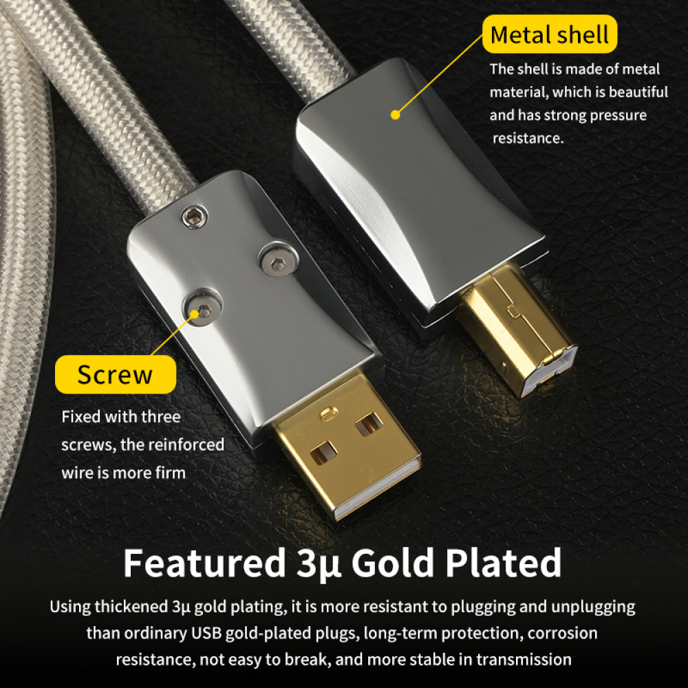 xangsane upgrade style OCC silver-plated USB A to B audio cable decoder ...